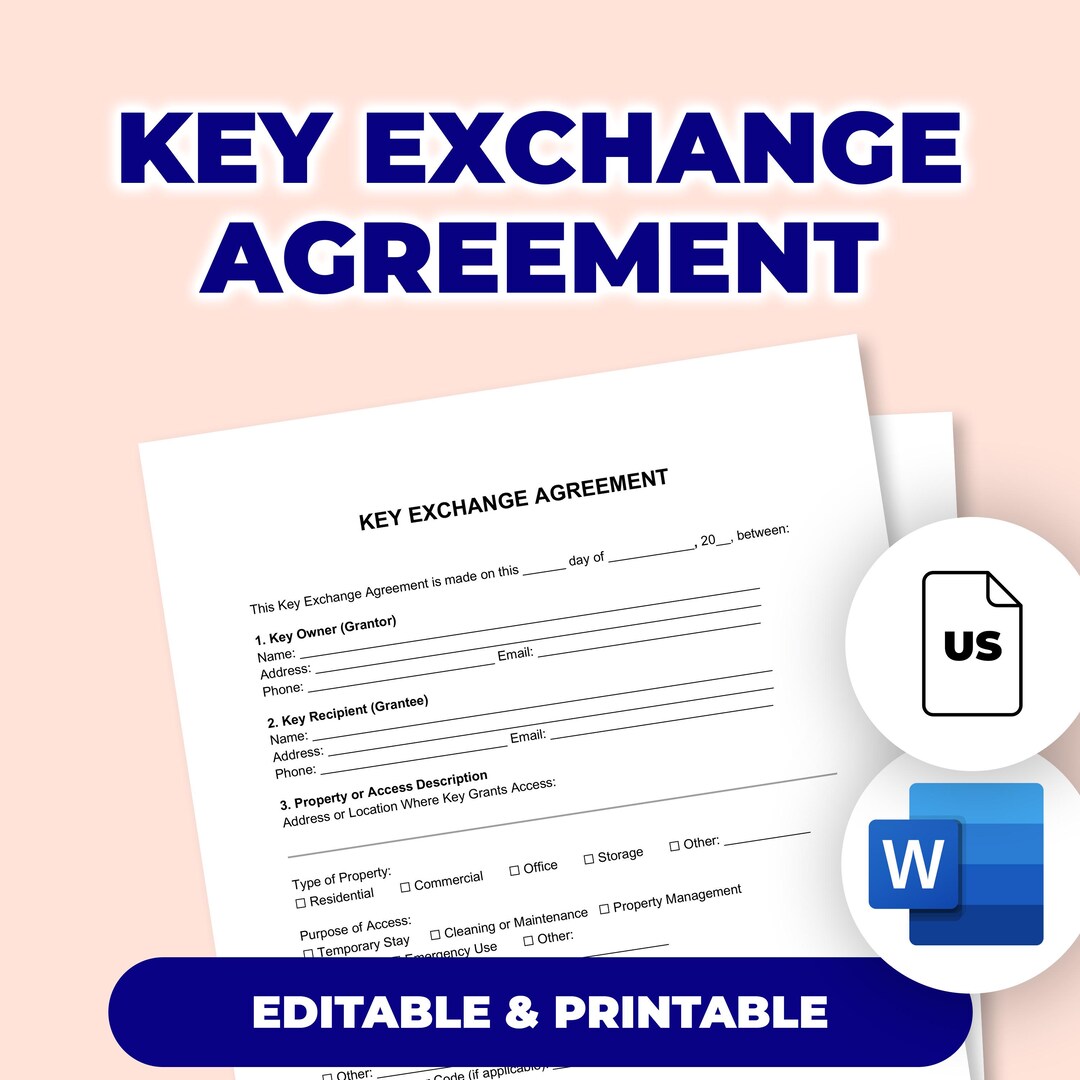 Key Exchange Agreement | Printable File for Microsoft Word - Etsy