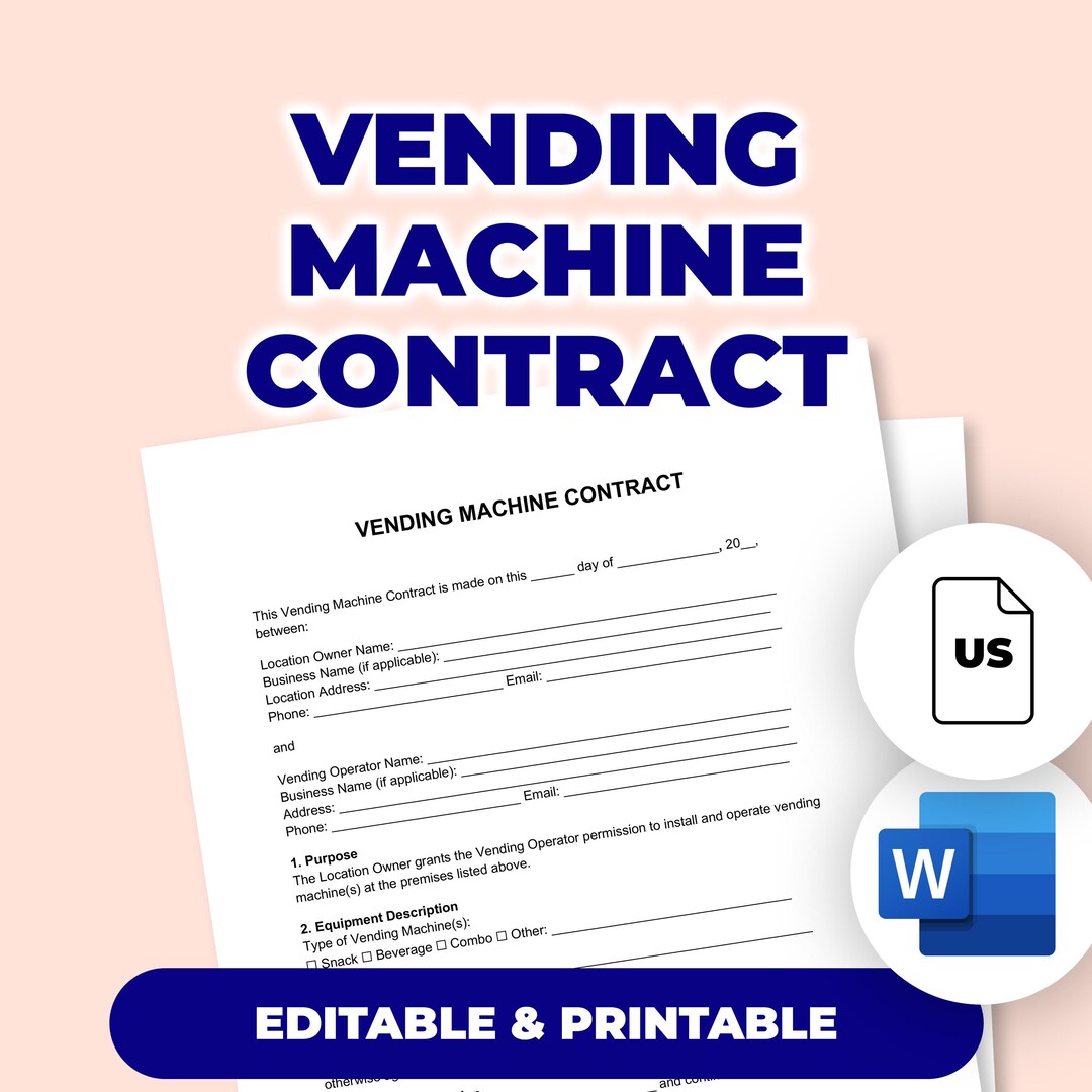 Vending Machine Contract | Printable File for Microsoft Word - Etsy