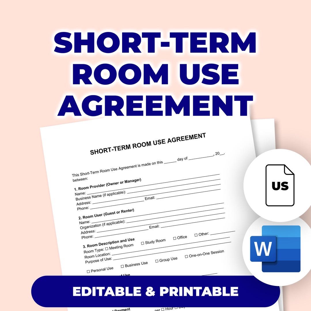 Short-term Room Use Agreement | Printable File for Microsoft Word - Etsy