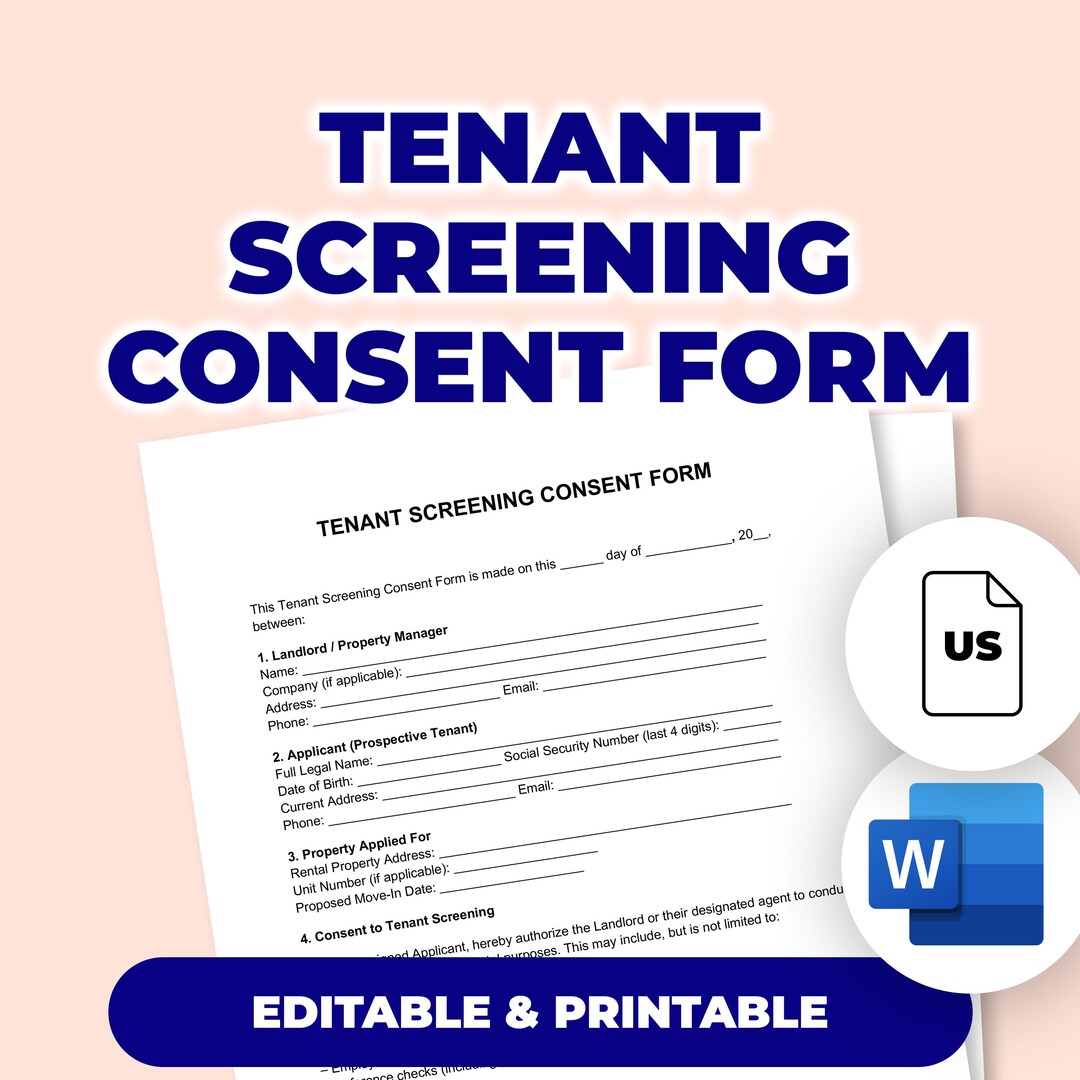 Tenant Screening Consent Form | Printable Template for Microsoft Word ...