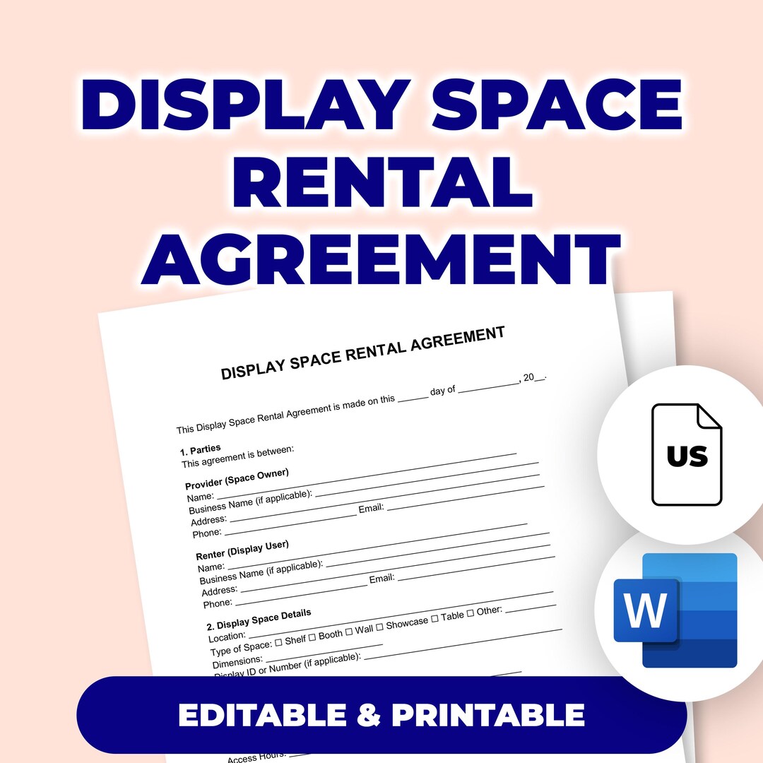 Display Space Rental Agreement | Printable File for Microsoft Word ...