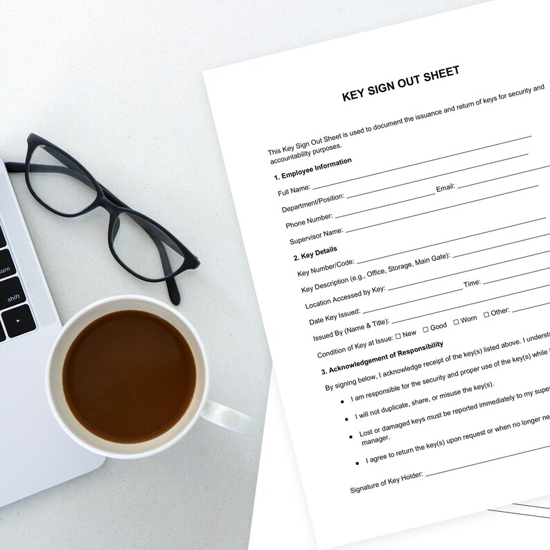 Key Sign Out Sheet Template | Printable File for Microsoft Word - Etsy