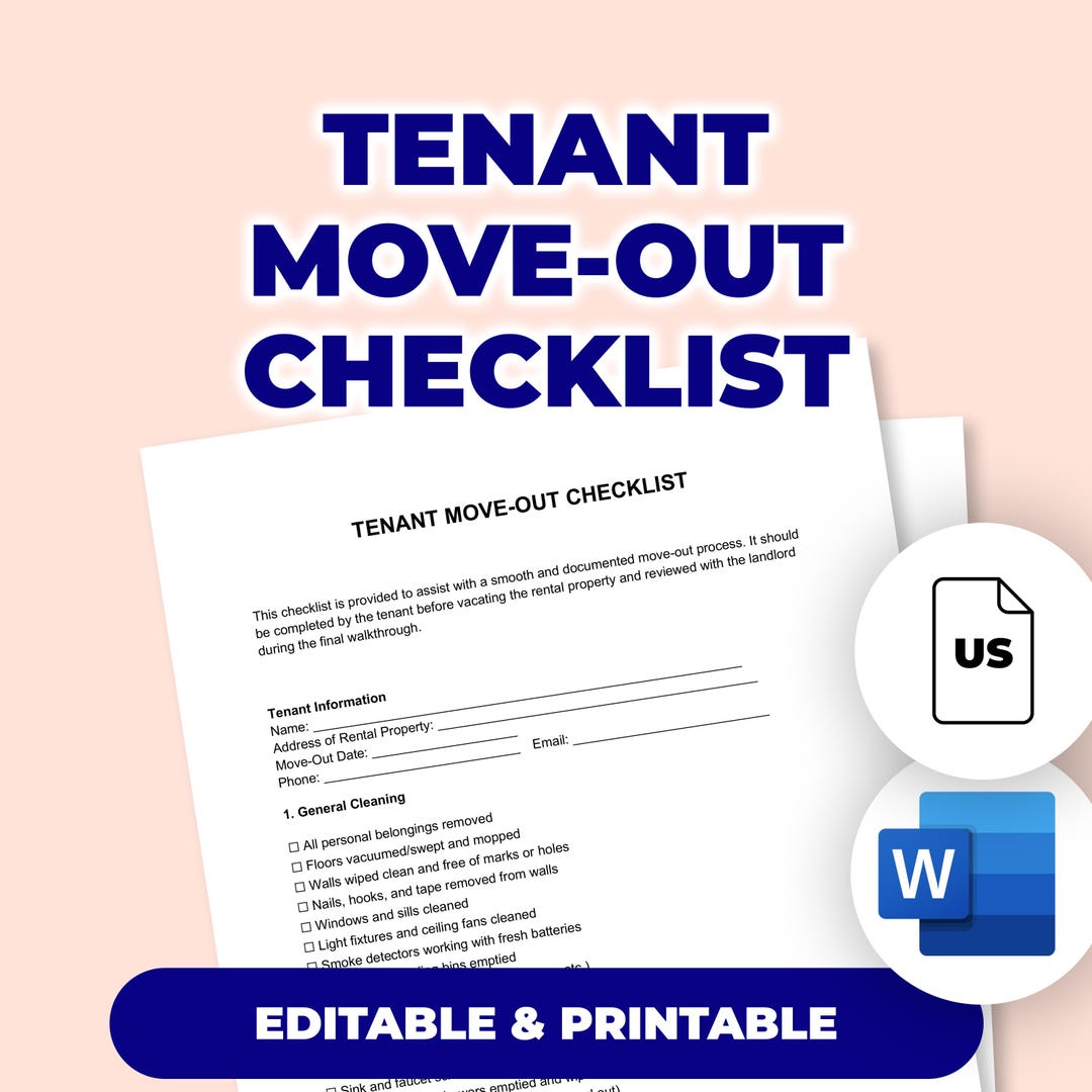 Tenant Move-out Checklist | Printable File for Microsoft Word - Etsy
