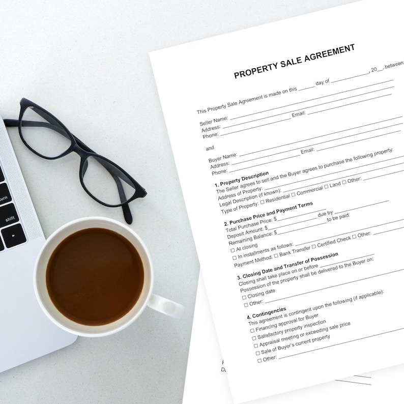 Property Sale Agreement | Printable File for Microsoft Word - Etsy