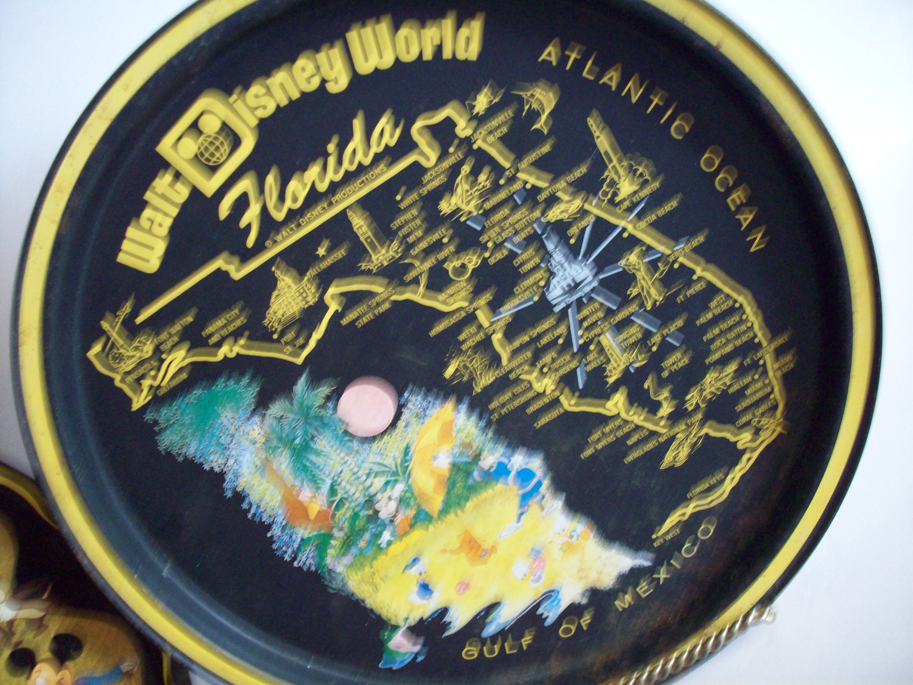 Vintage Set of Round Metal Disney Trays California Disneyland & Walt ...
