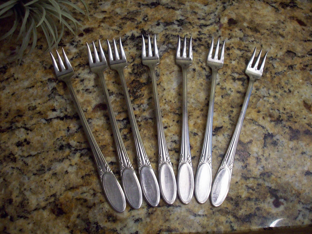 Vintage Silverware Seafood / Appetizer Forks, Set of Seven, National ...