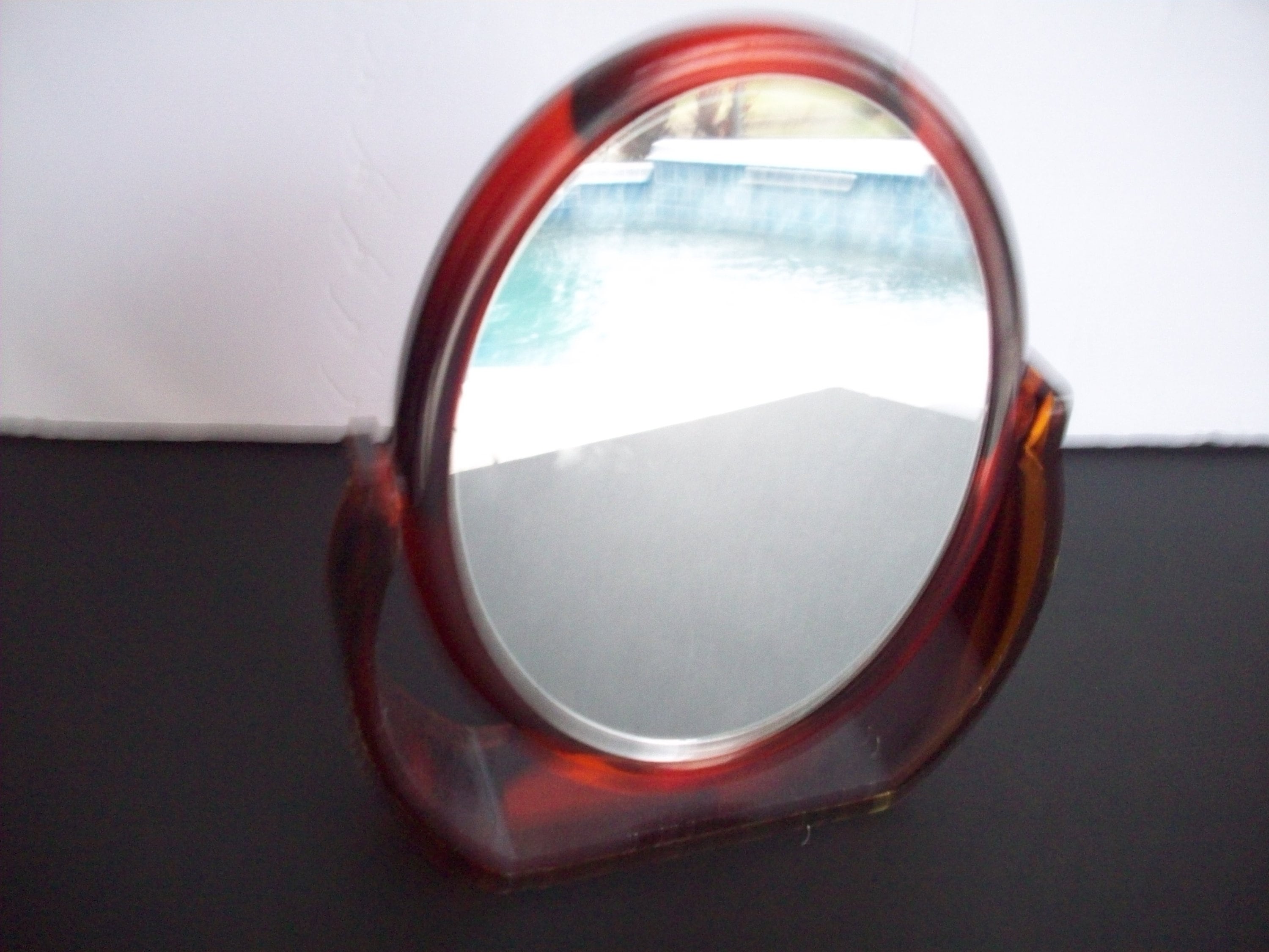 Vintage Tortoise Shell Acrylic Mirror on Stand - Etsy UK