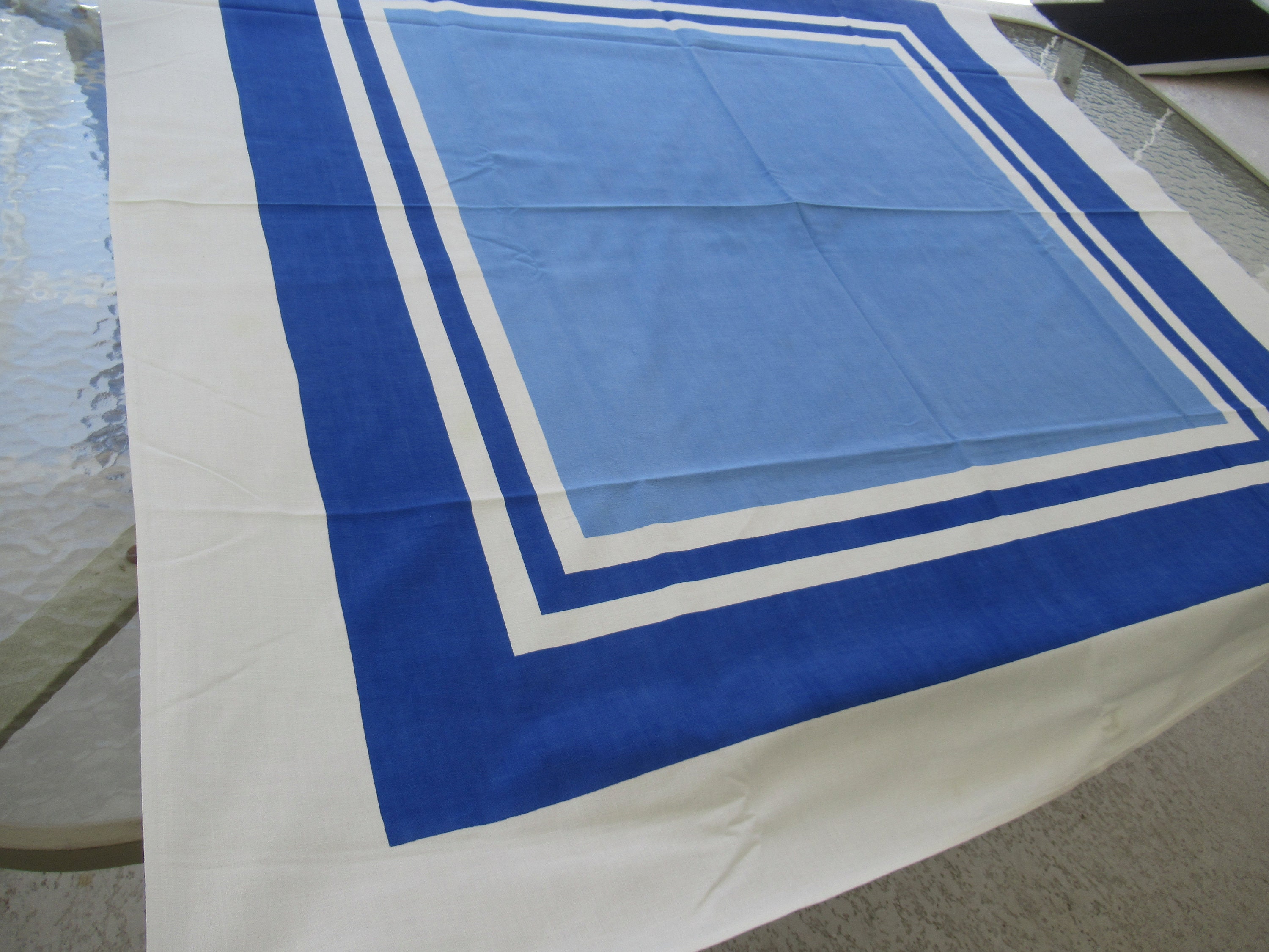 Blue and White Modern Square Box Pattern Tablecloth - Etsy