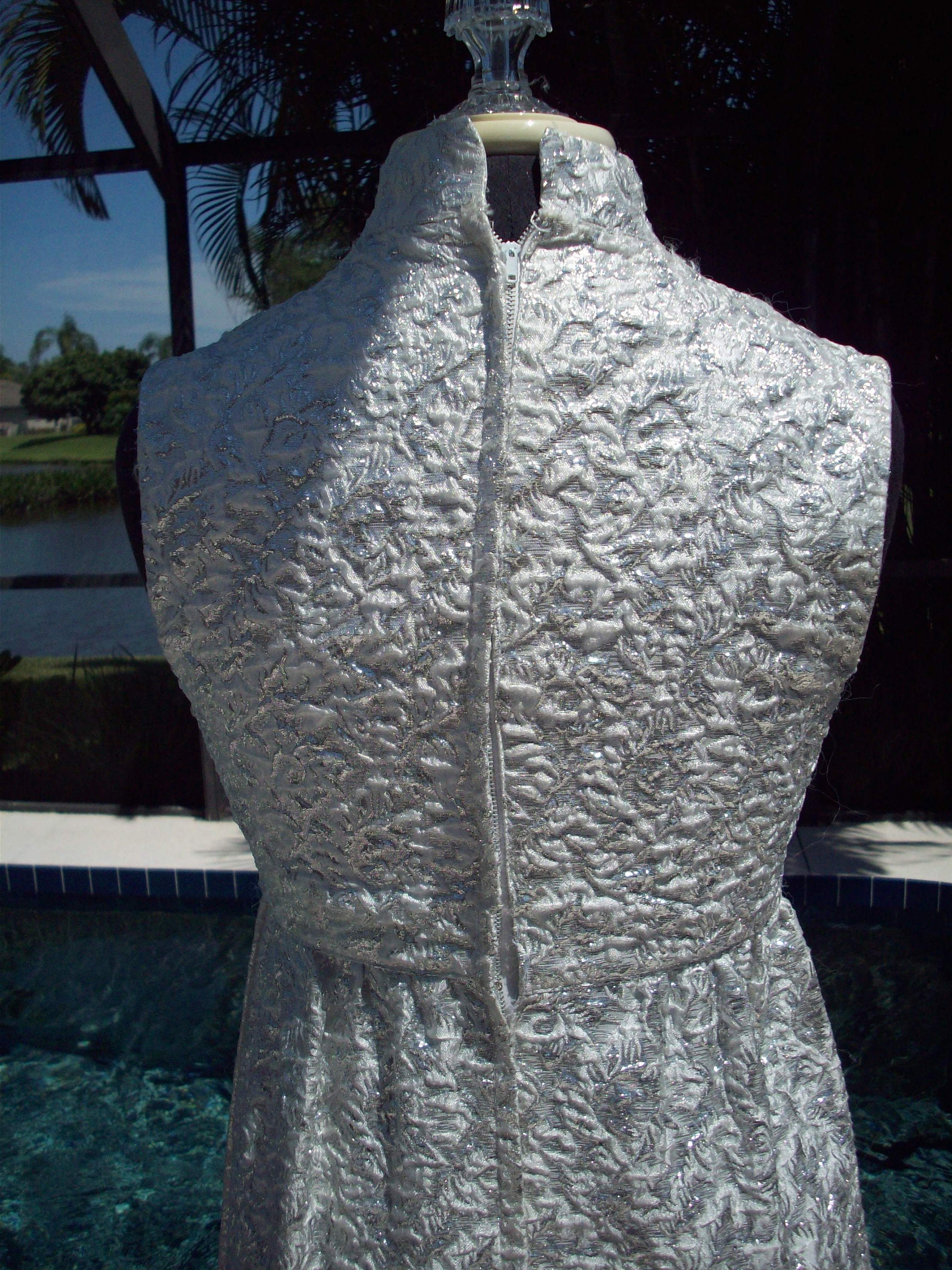 Vintage Long Silver Shiny Lame Evening Dress - Etsy