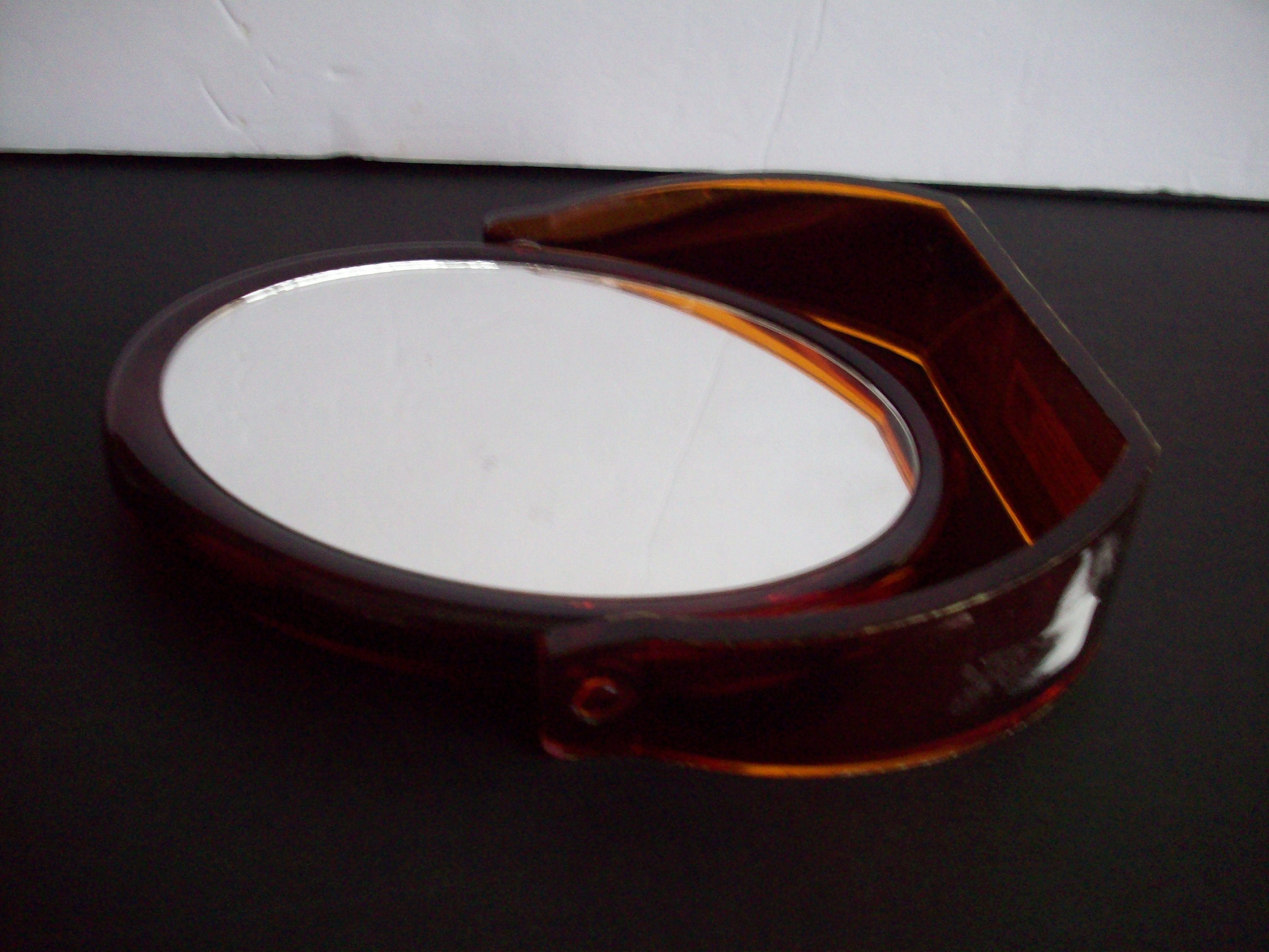 Vintage Tortoise Shell Acrylic Mirror on Stand - Etsy UK