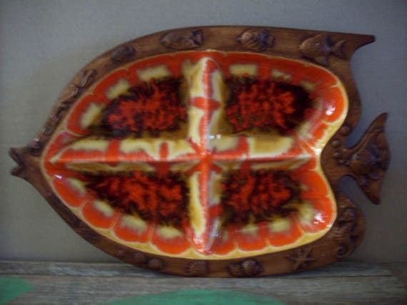 Fabulous Glazed Fish Sectional Tray by Treasure Craft USA | Etsy
