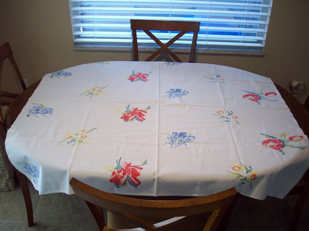 Pastel Color Flower Vintage Tablecloth - Etsy