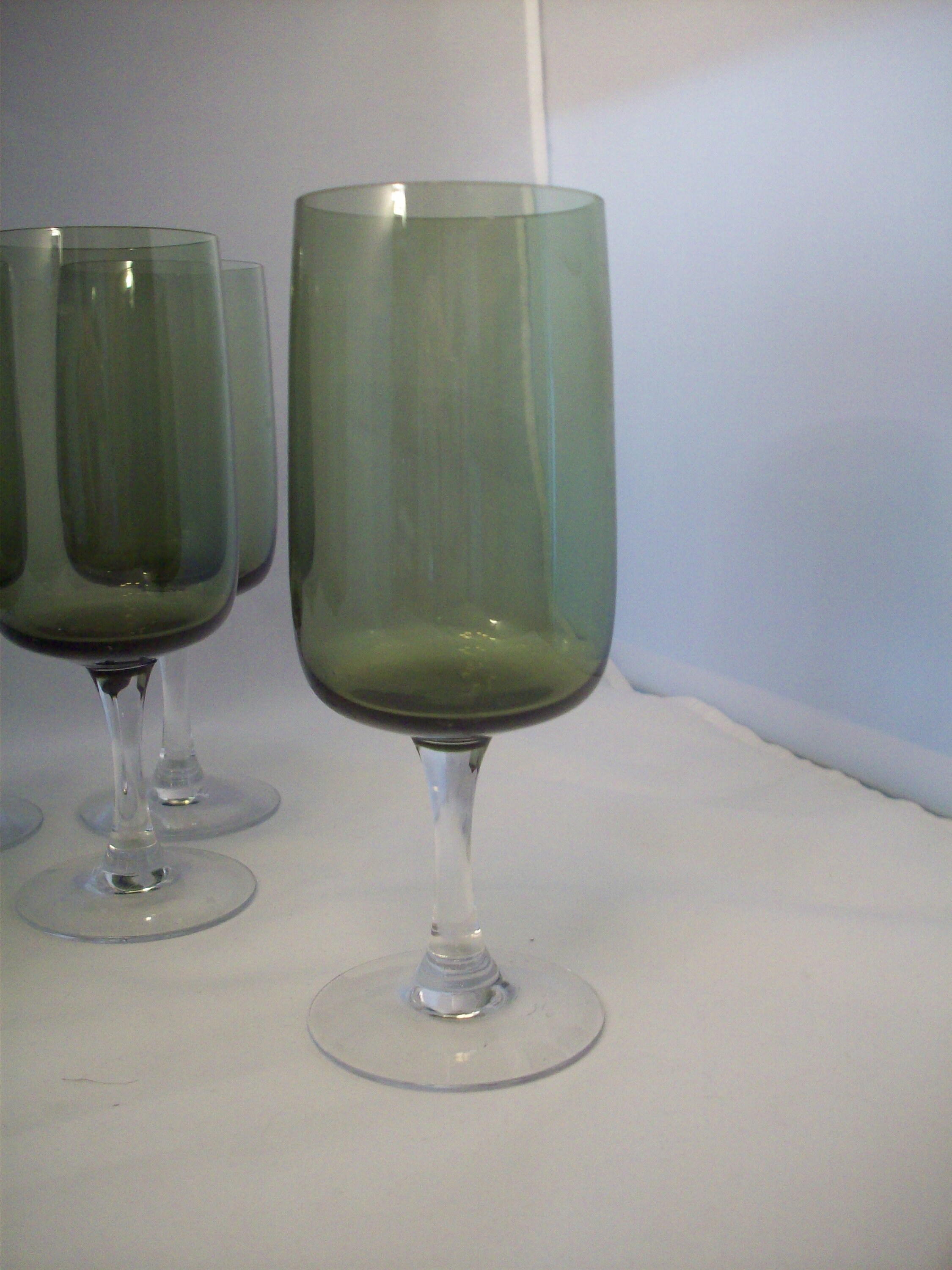 Vintage Green Footed / Stemware Drinking / Water Glasses Set | Etsy
