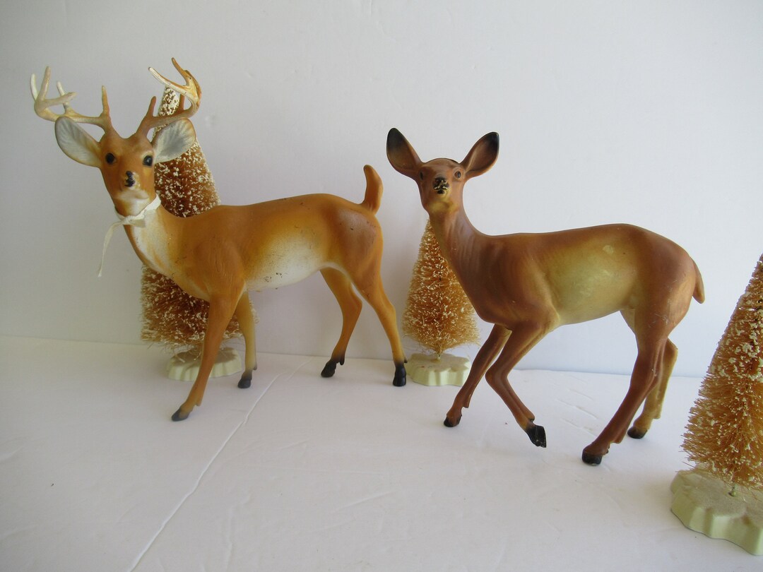 Vintage Large Plastic Cute Deer / Buck / Doe / Display / Decor ...