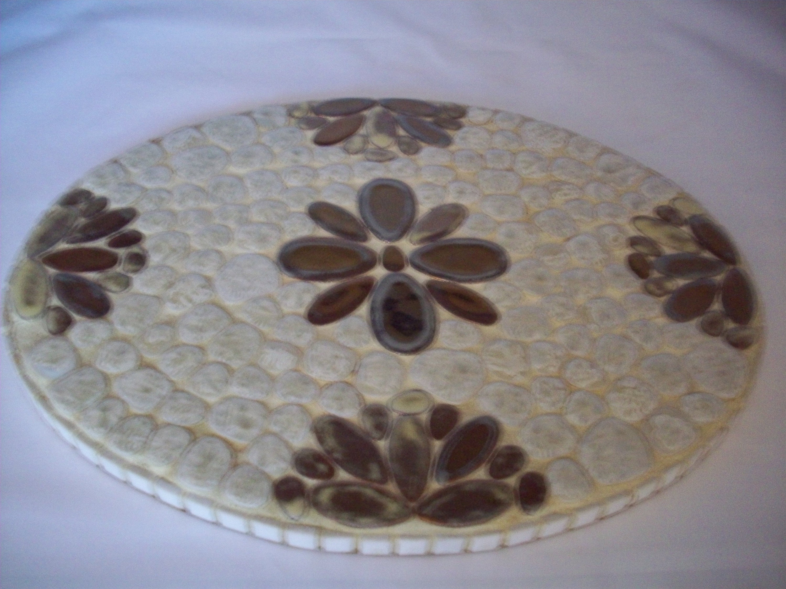 Vintage MCM Large Oval Mosaic Tile Trivet | Etsy