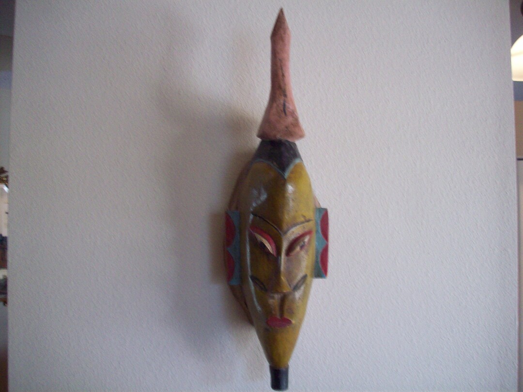 Vintage Carved African Mask With Bird on Head - Etsy