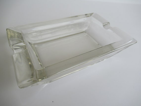 MCM Rectangle Thick Clear Glass Ashtray - Etsy