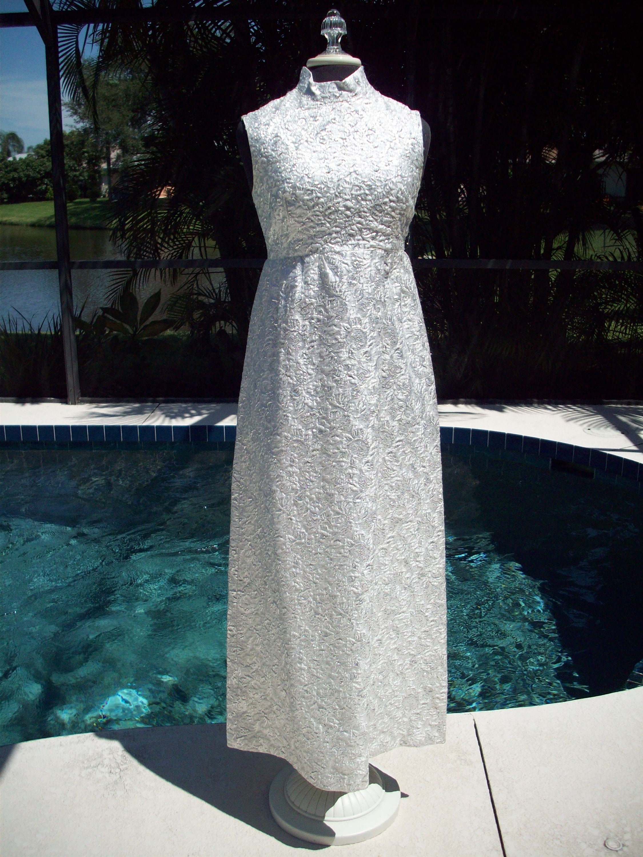 Vintage Long Silver Shiny Lame Evening Dress - Etsy