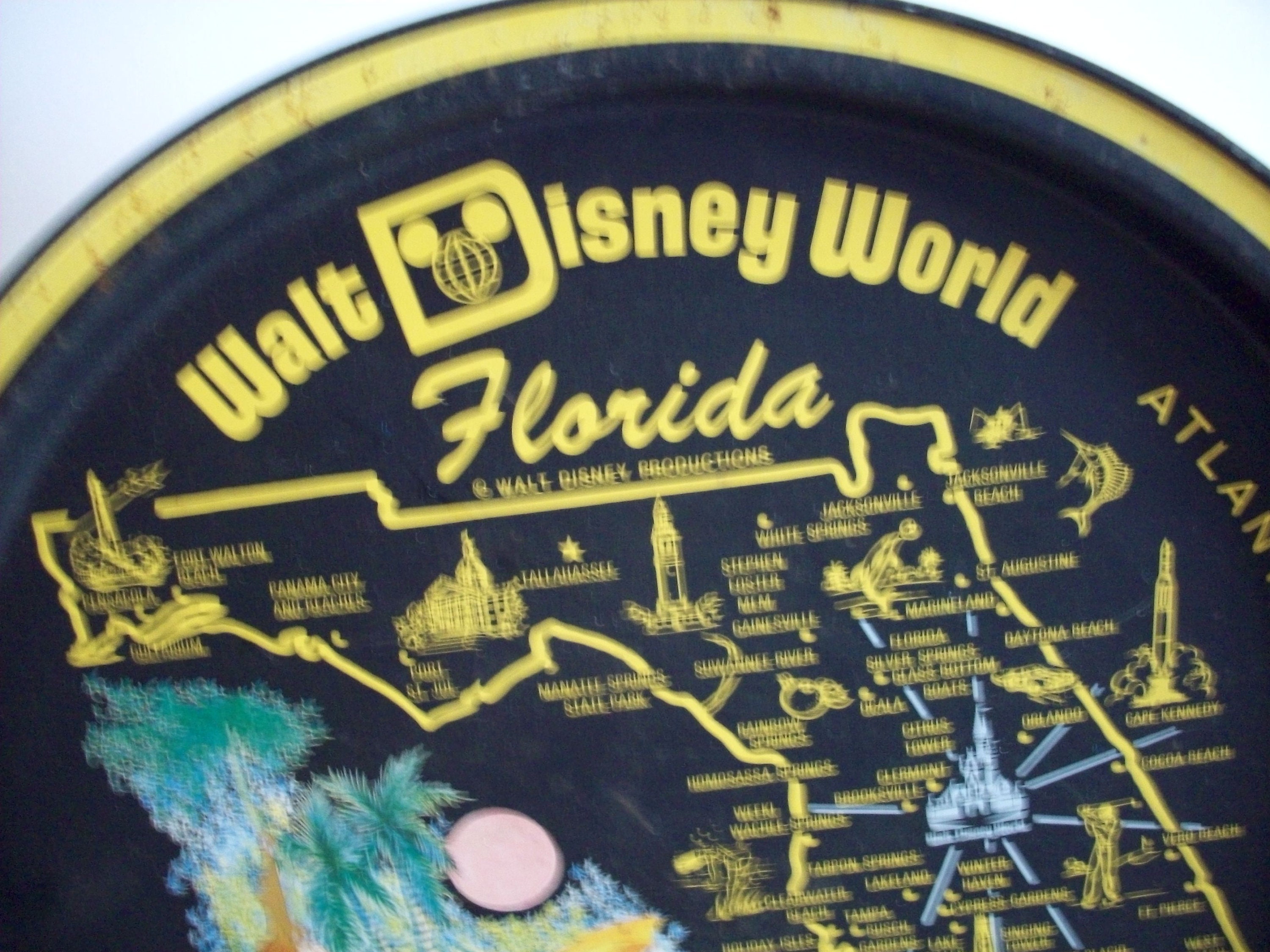 Vintage Set of Round Metal Disney Trays California Disneyland & Walt ...