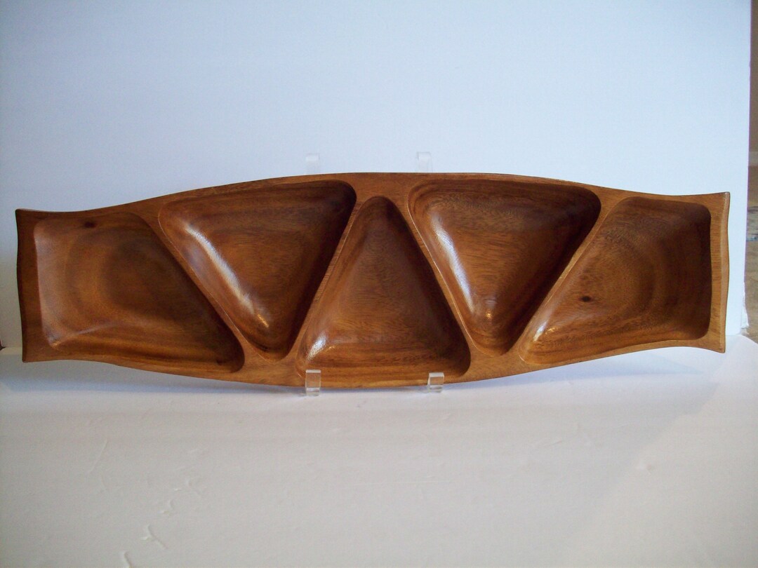 Mid Century Leilani Monkey-pod Wood Hand Crafted Divider Platter ...