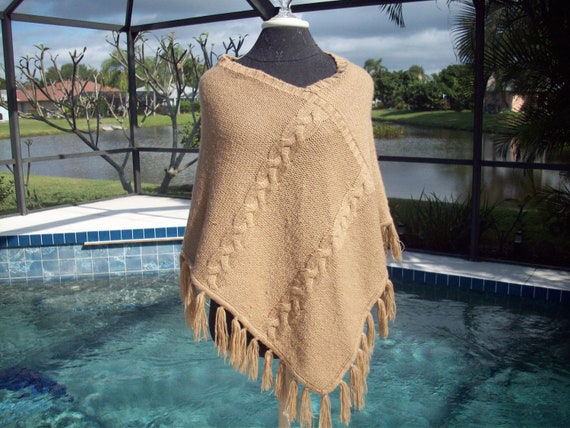 Vintage Cable Knit Pullover / Cape / Poncho / Capelet by Bill | Etsy