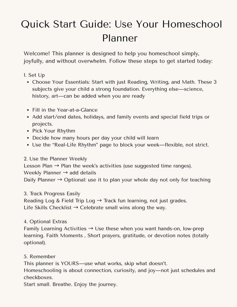 Minimalist Homeschool Planner Printable | Yearly, Monthly, Weekly ...