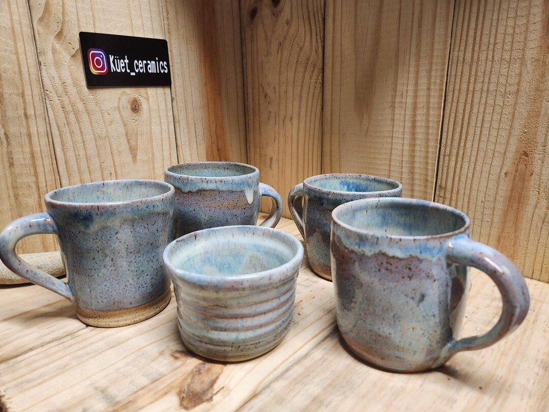 5 Piece Set - Light Blue Coffee / Tea Mugs With FREE SUGAR BOWL ...
