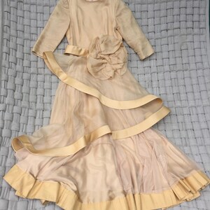 S. BALIAN DESIGNS Couture Dress Sz 2 4 Vintage Designer Golden Satin ...