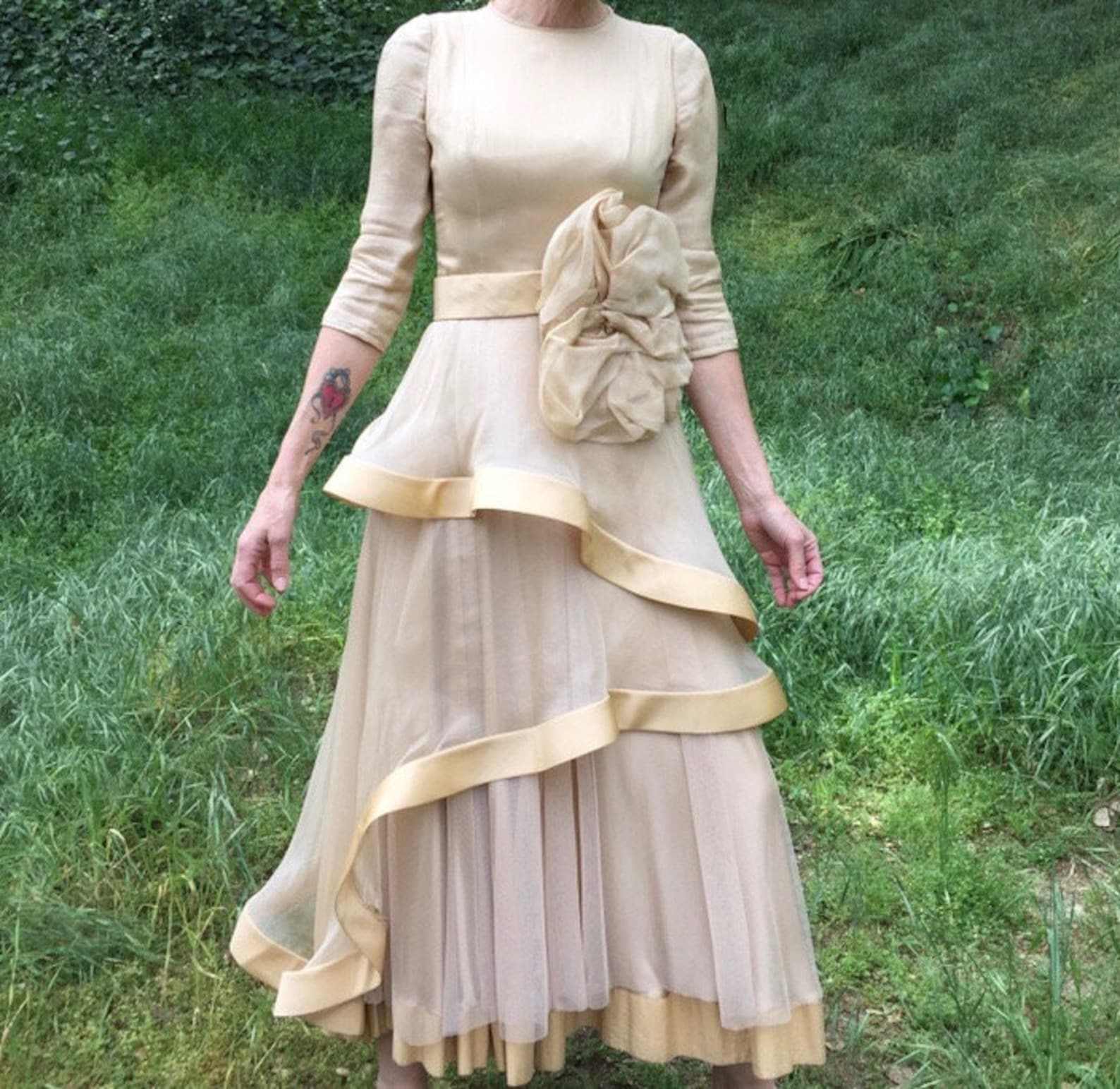 S. BALIAN DESIGNS Couture Dress Sz 2 4 Vintage Designer Golden - Etsy