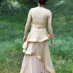 S. BALIAN DESIGNS Couture Dress Sz 2 4 Vintage Designer Golden Satin ...