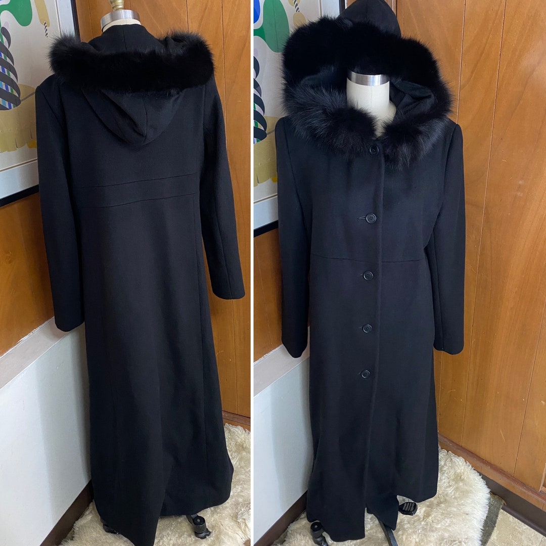 VTG S by Searle Cashmere Wool Full Length Coat Fox Fur Trim - Etsy