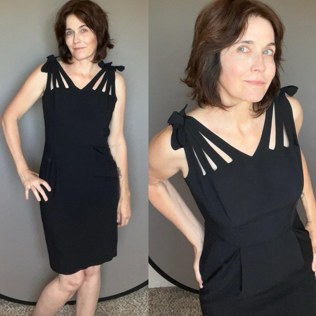 Vintage Stephen O’grady Black Sleeveless Dress Sz S M Strap Detail Bow ...