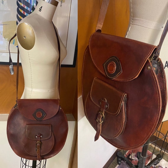 Vtg Leather German Bag Germany Two Tone Brown Napsack | Etsy