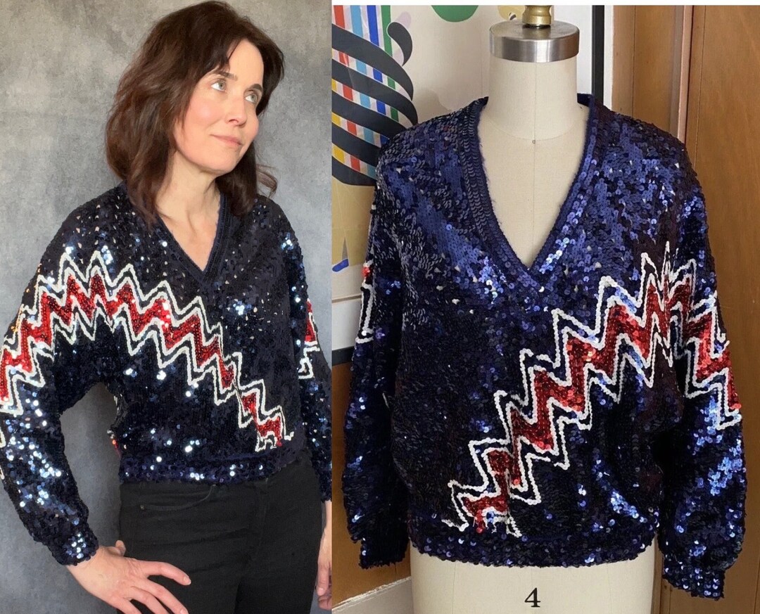 I. Magnin Harry Acton for Party Collectibles Sequin Sweater Vintage - Etsy