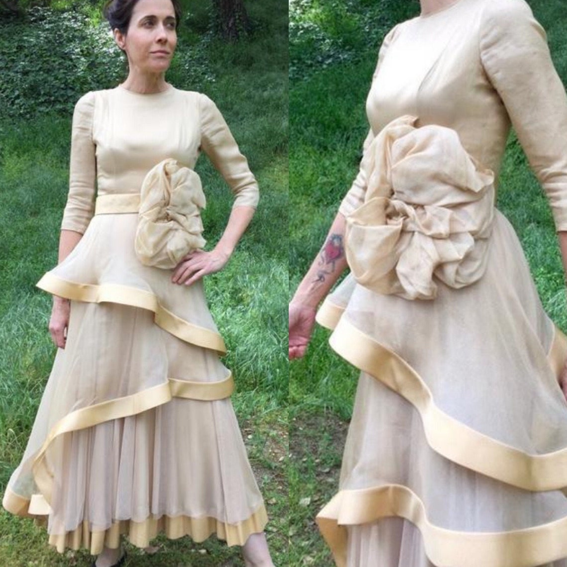 S. BALIAN DESIGNS Couture Dress Sz 2 4 Vintage Designer Golden - Etsy