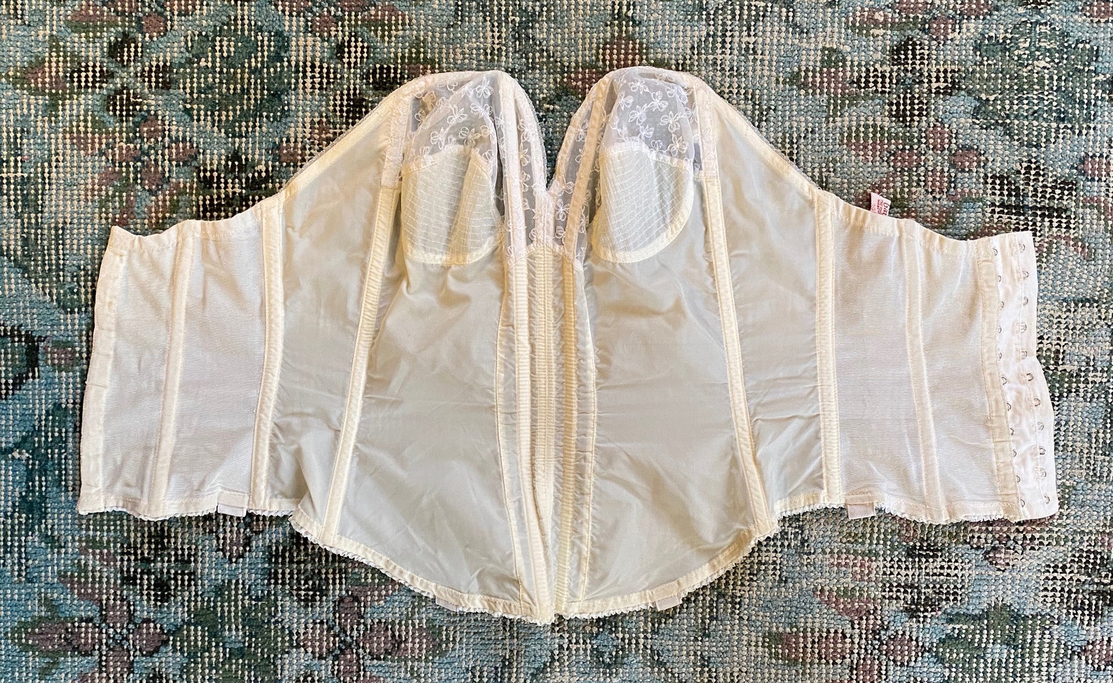 Gay-life Bullet Bustier Pin up Corset Cream 34 Vintage Deep V Formfit ...