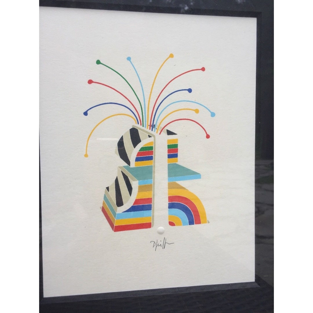 Werner Pfeiffer STARS Serigraph Signed Print Framed Mid Century Modern ...