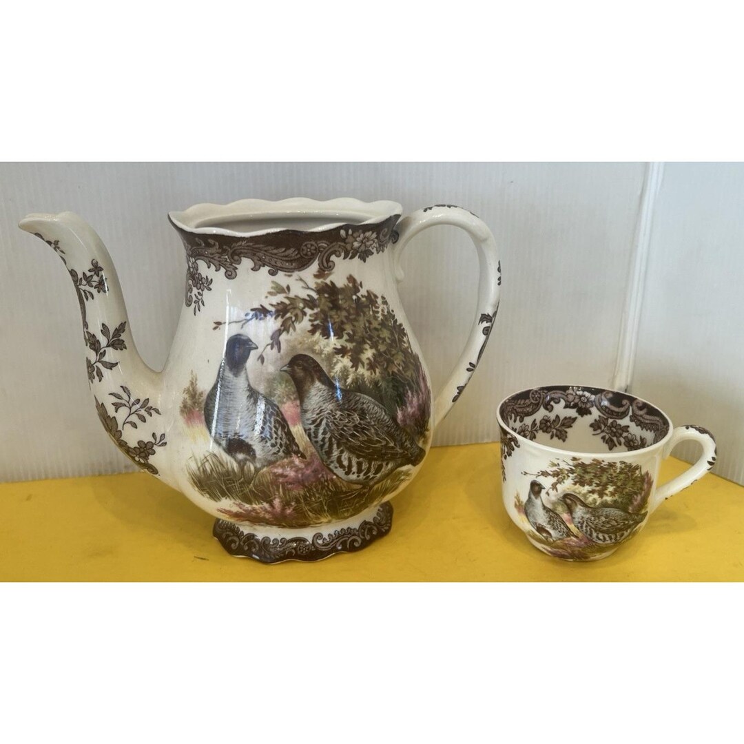 Vtg Royal Worcester Game Series Palissy Bird Pheasant Tea Cup & Teapot ...
