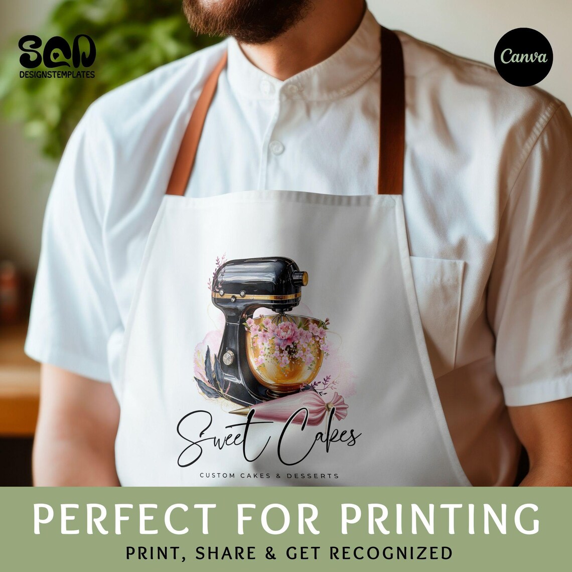 Editable Watercolor Baking Logo Home Bakers Logo DIY Bakery Business ...
