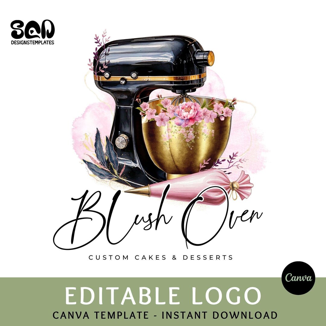 Editable Watercolor Baking Logo Home Bakers Logo DIY Bakery Business ...