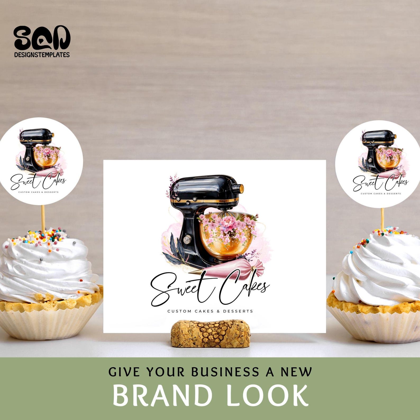 Editable Watercolor Baking Logo Home Bakers Logo DIY Bakery Business ...