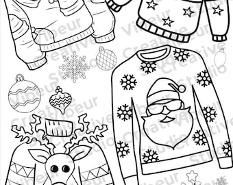 Ugly Christmas Sweater Coloring Page for Kids | Holiday Craft Printable ...