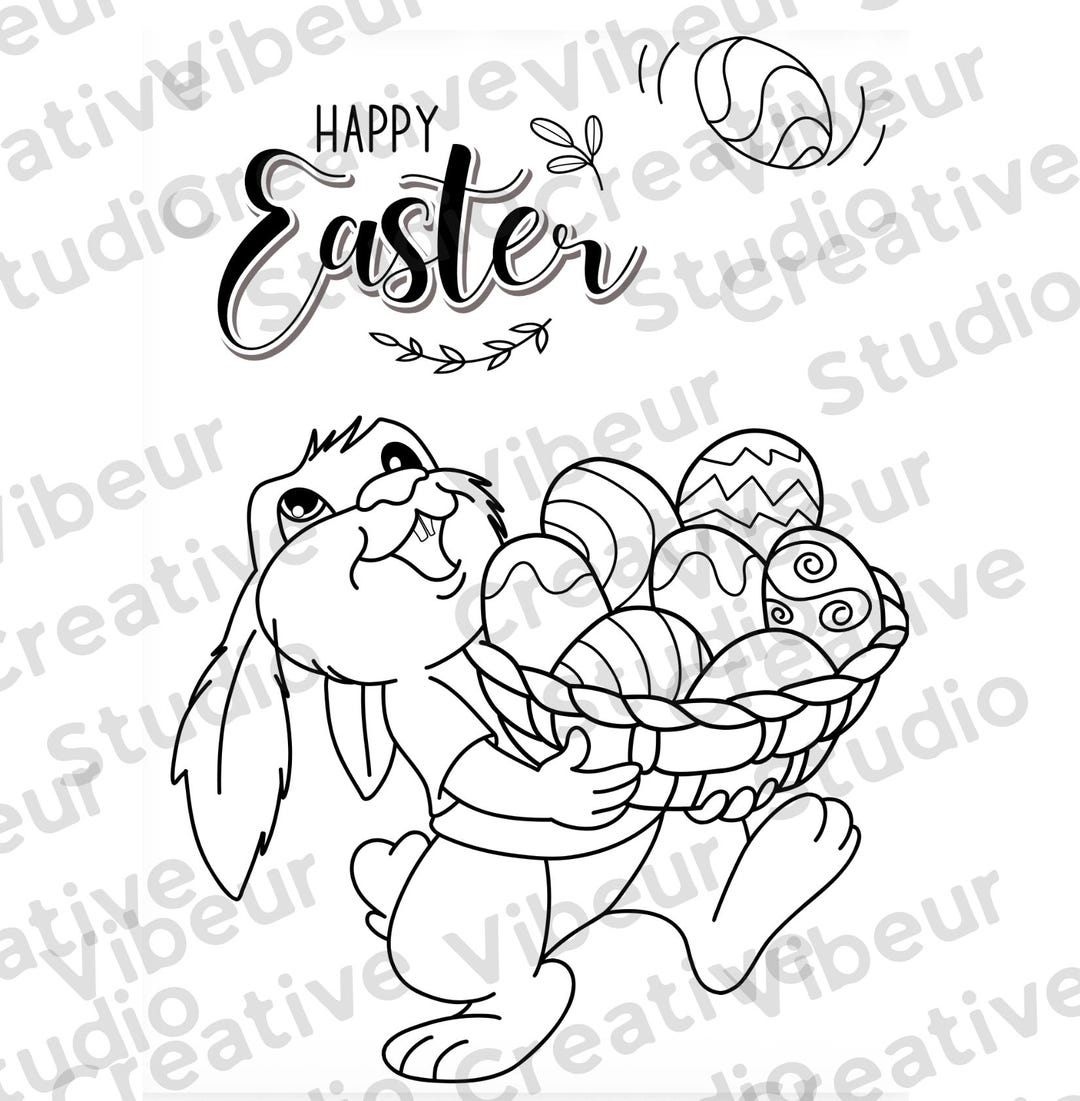 Easter Bunny Coloring Page Printable | Kids Holiday Activity Sheet ...