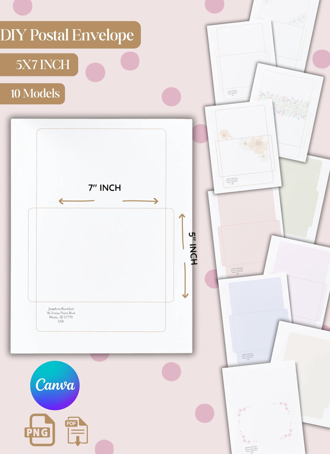 DIY Printable Envelopes 5x7 • 10 Editable Designs • Canva Template ...
