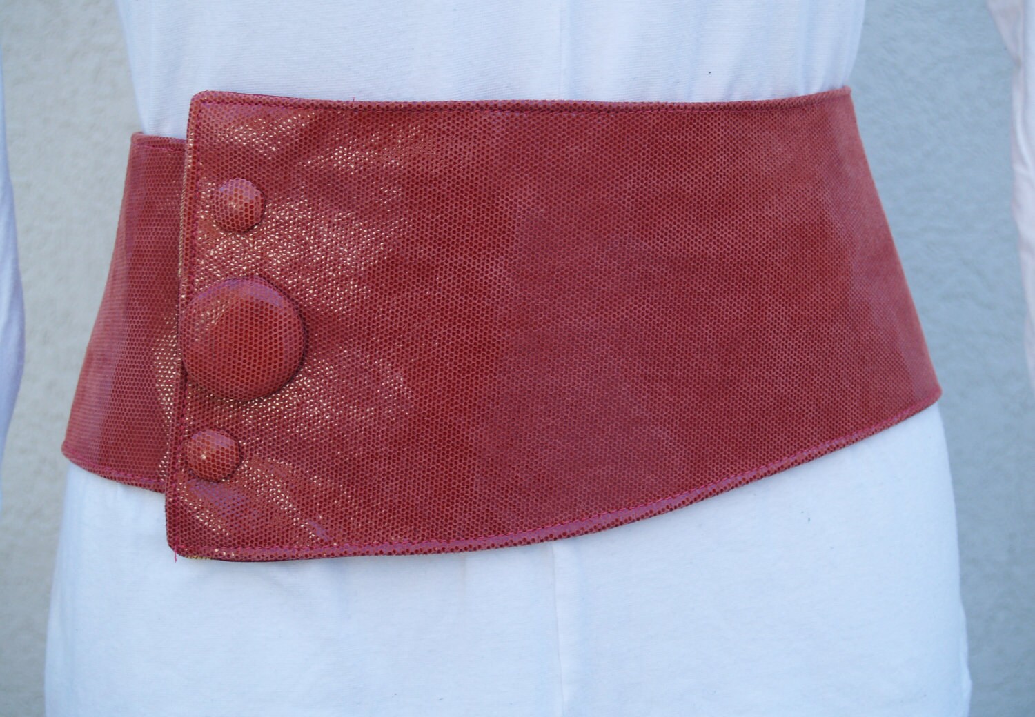 Red Leather Sparkle Belt With Buttons - Lamb Skin - Etsy