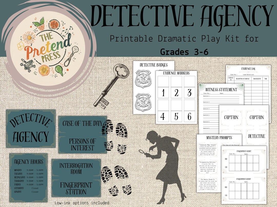 Detective Agency Dramatic Play Printable Kit for Grades 3-6 - Etsy