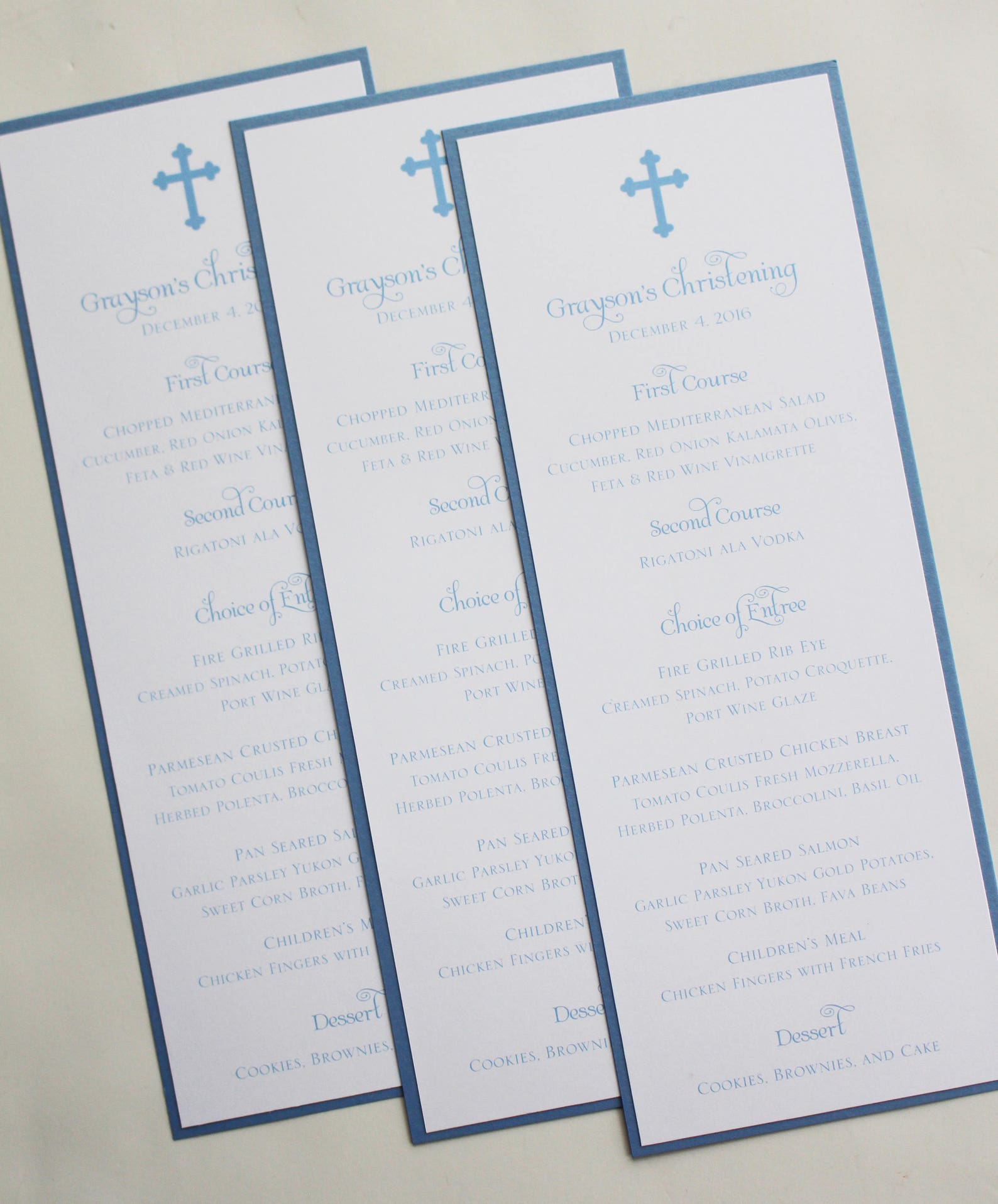 Light Blue Classy Cross Baptism-communion Menu - Etsy