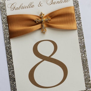 Gold Baptism-communion Table Number With Gold Vintage Cross; Rhinestone ...