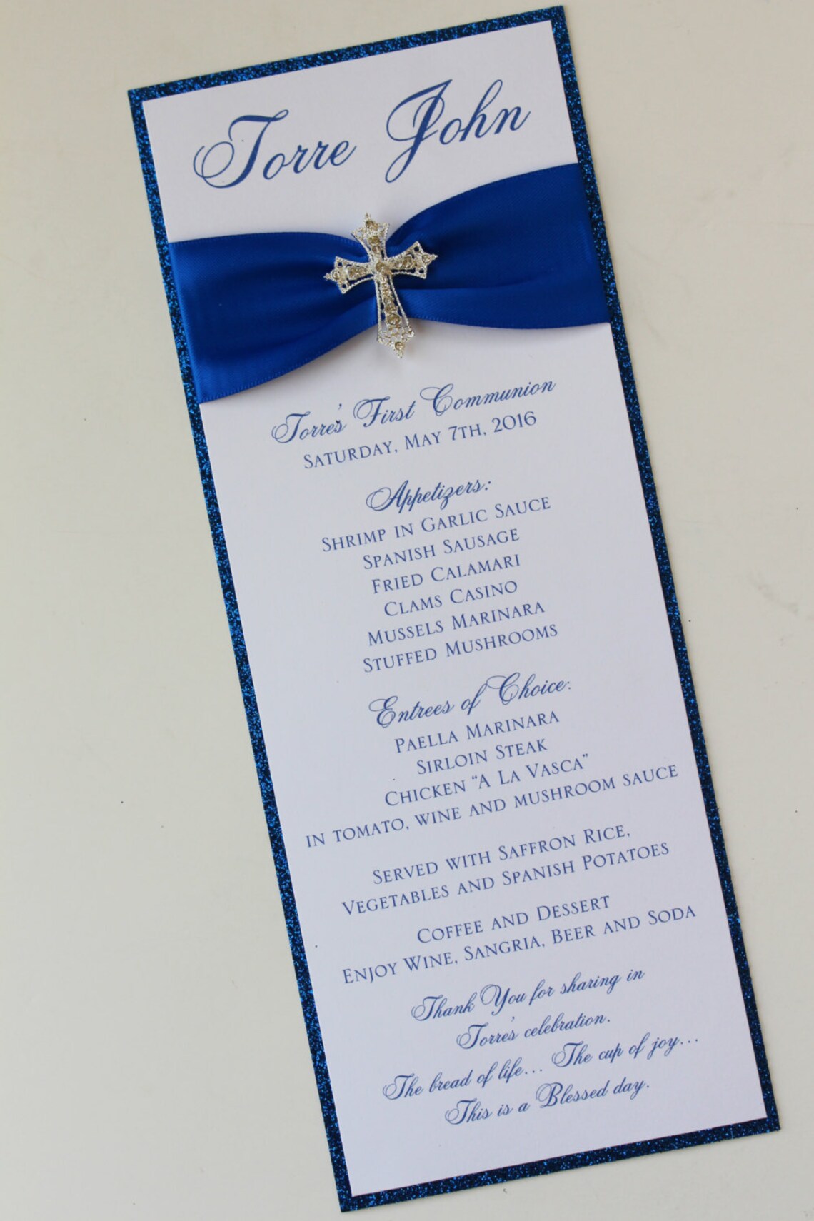 Baptism-communion Menu With Vintage Sparkling Cross | Etsy