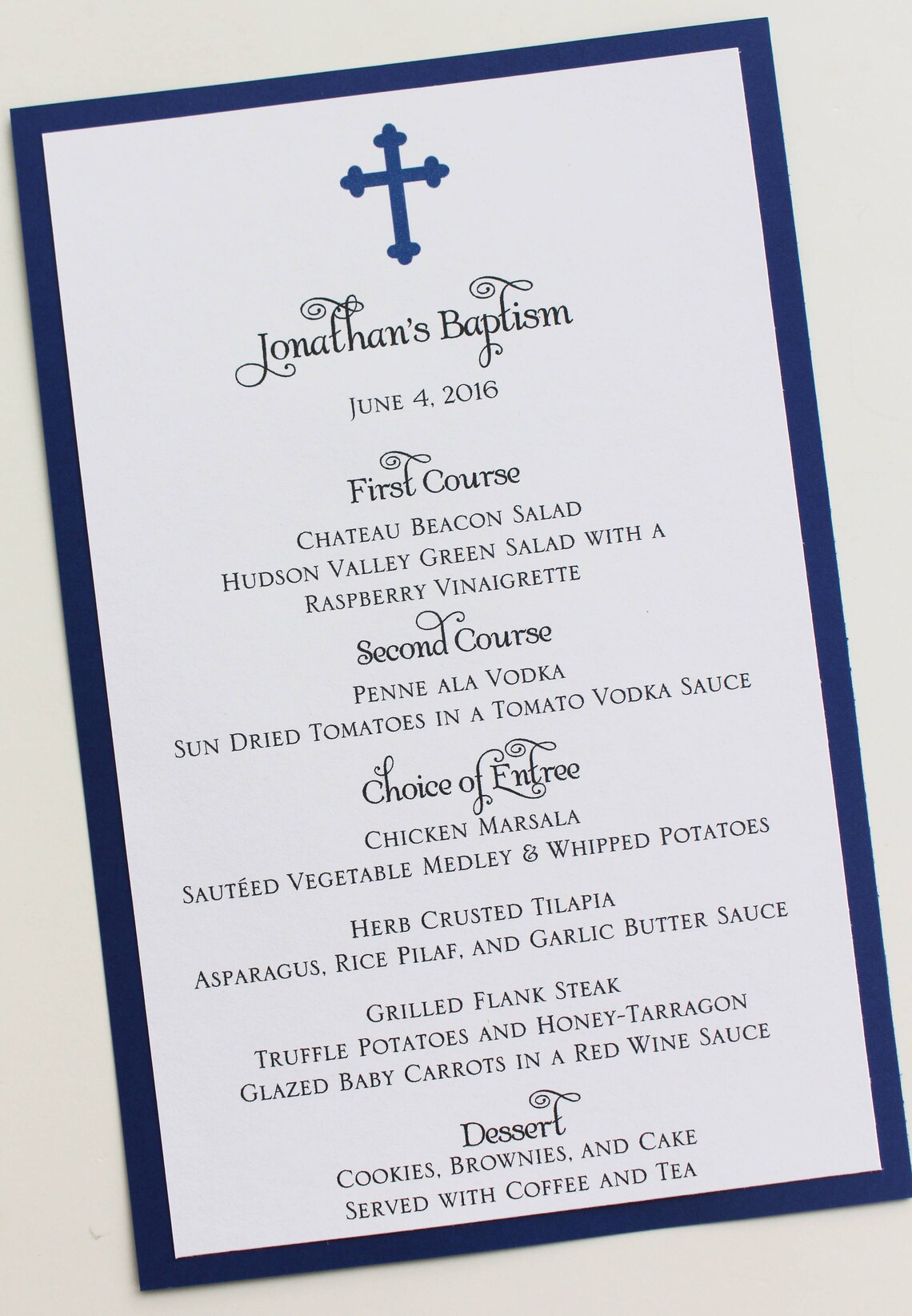 Dark Blue Classy Cross Baptism-communion Menu | Etsy
